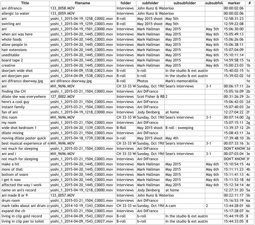 Documentary Workflow: How a Walter Murch Spreadsheet Can Save You in ...